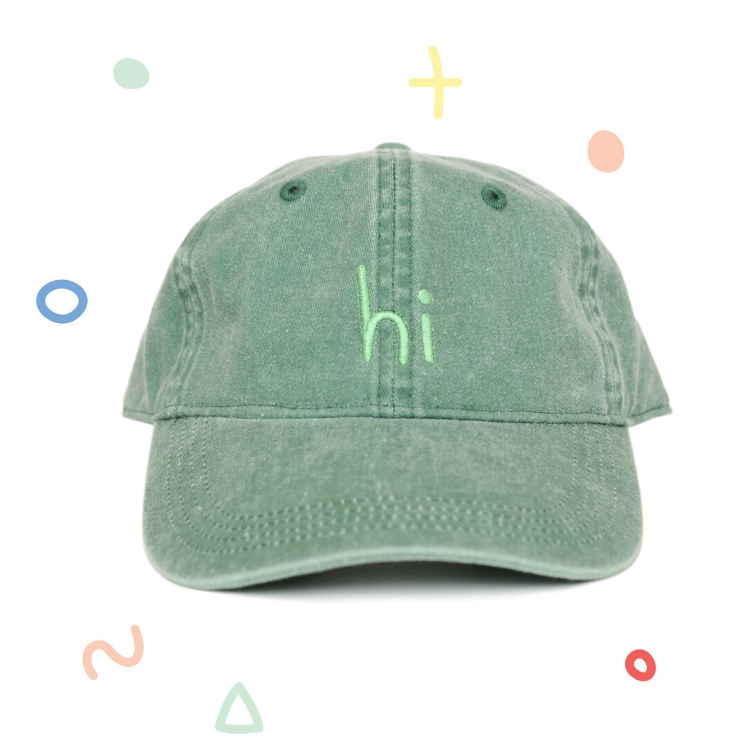 Embroidered "hi" Hat | Custom Colors | Unisex | 6-panel Adjustable Cap ...