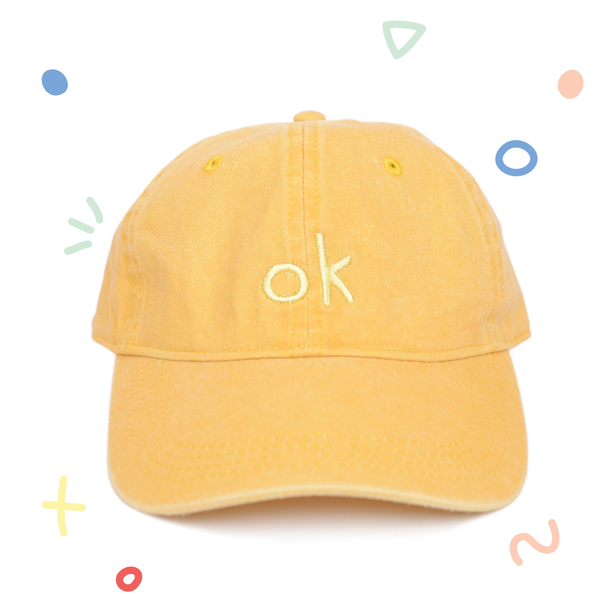 Embroidered "ok" Hat | Custom Colors | Unisex | 6-panel Adjustable Cap ...