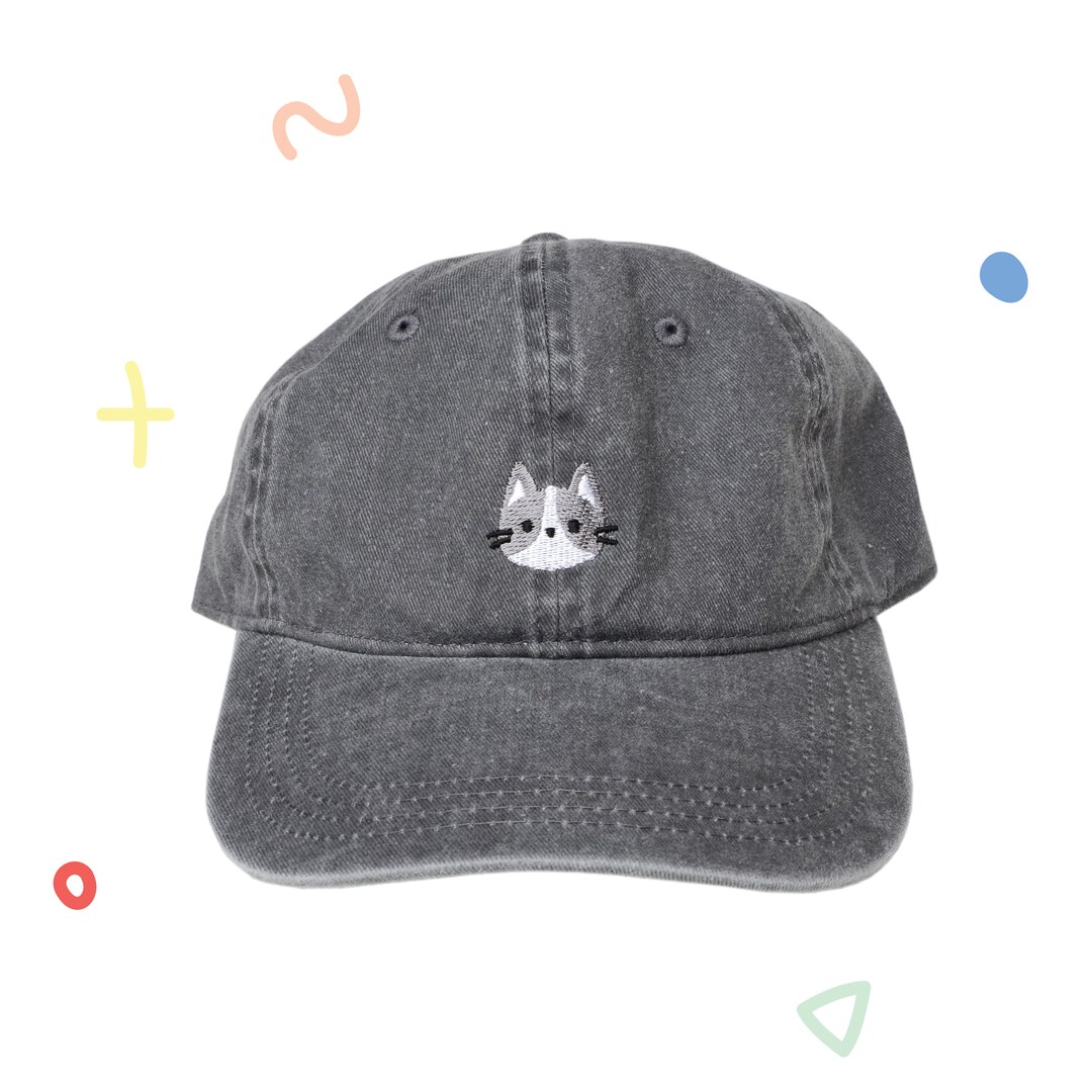Embroidered Gray and White Tuxedo Cat Hat | Custom Colors | Unisex | 6 ...