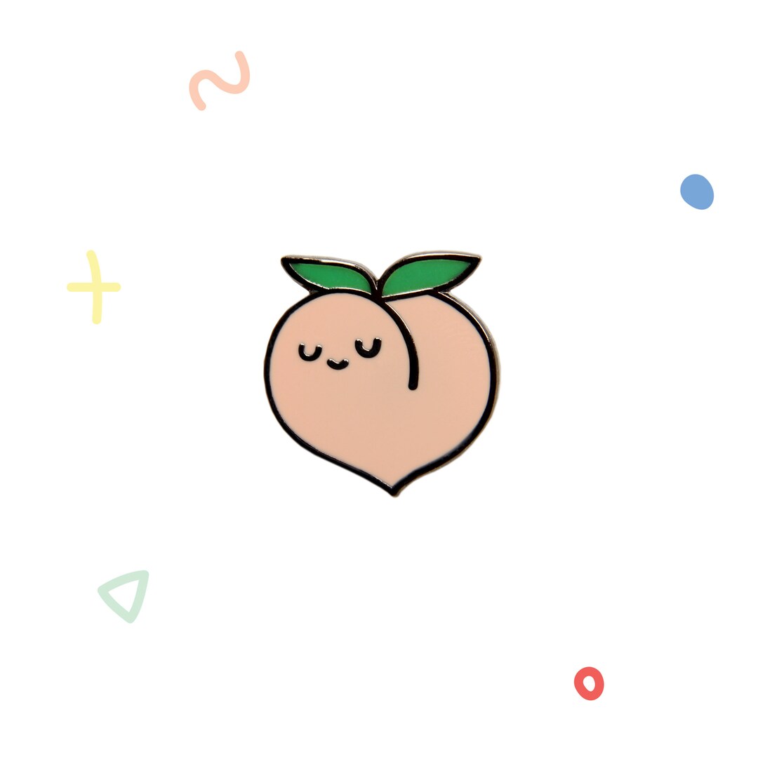 Peach Enamel Pin | Cute Smiling Hard Enamel Pin | Juicy Fruit Food Pin ...