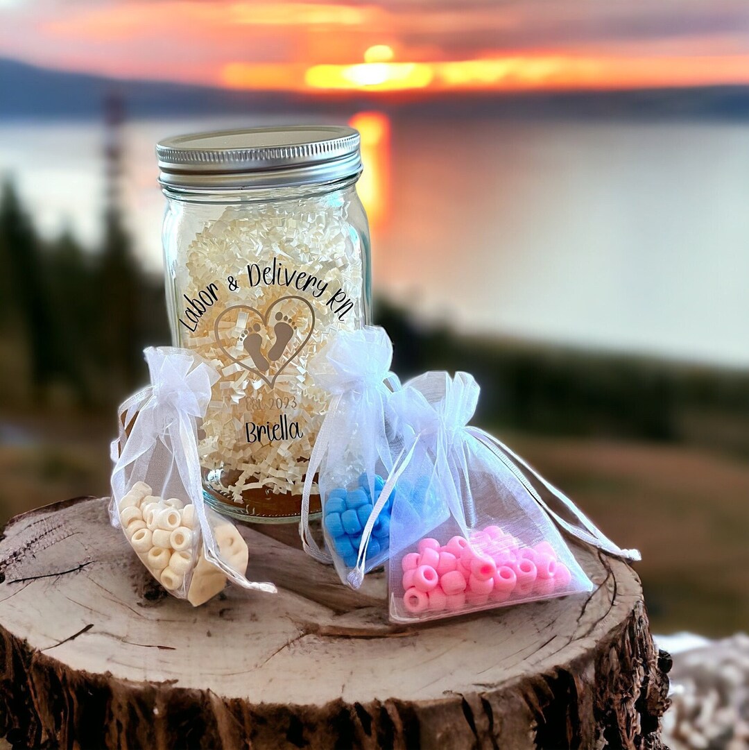 Personalized Labor and Delivery Tracking Jar With Beads, L&D, OB Nurse ...