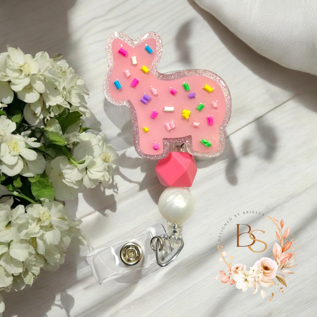 Pink Animal Cracker Badge Reel, Pediatrics, PICU, Children, Animals ...
