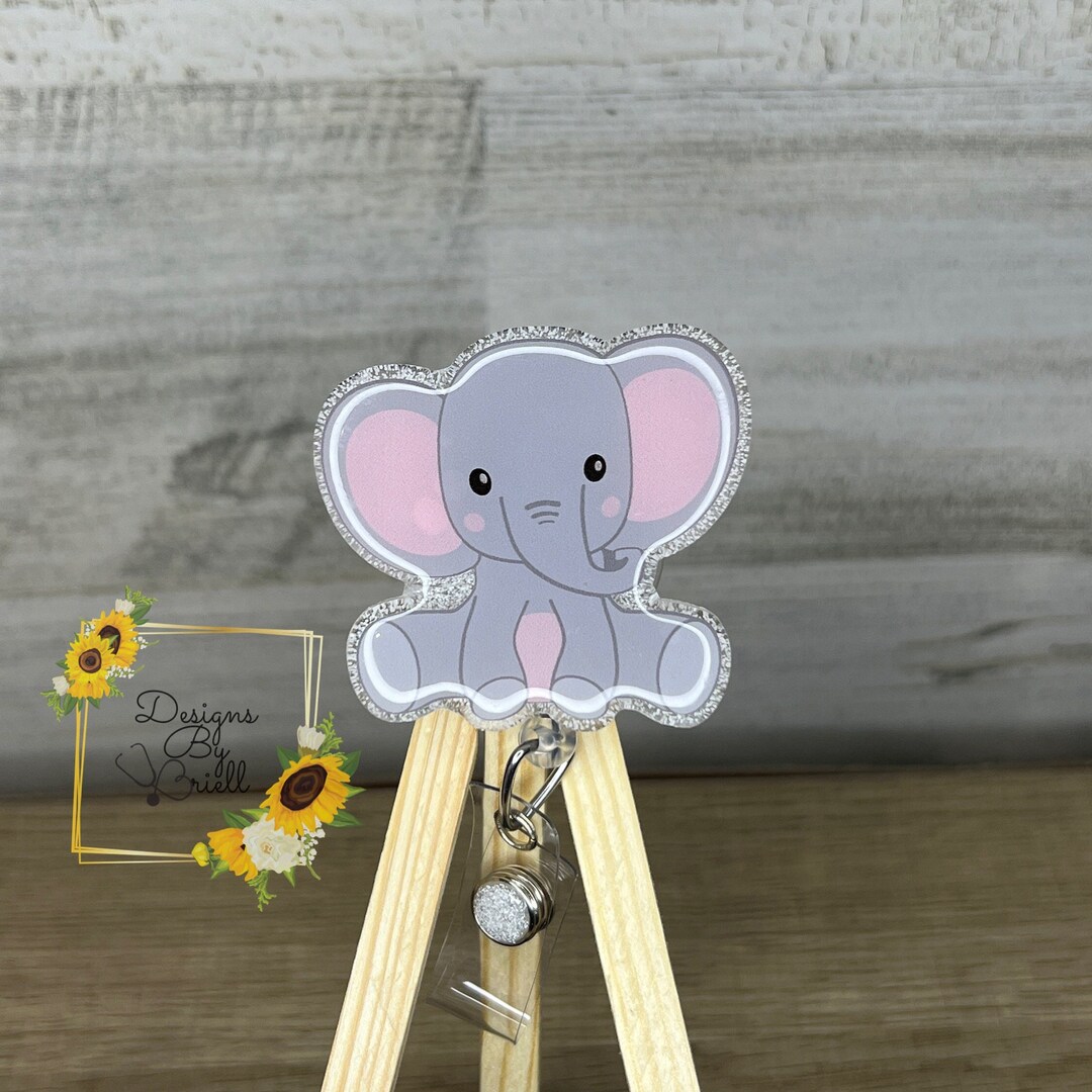Elephant Badge Reel Sitting Elephant Badge Reel Beaded Badge - Etsy