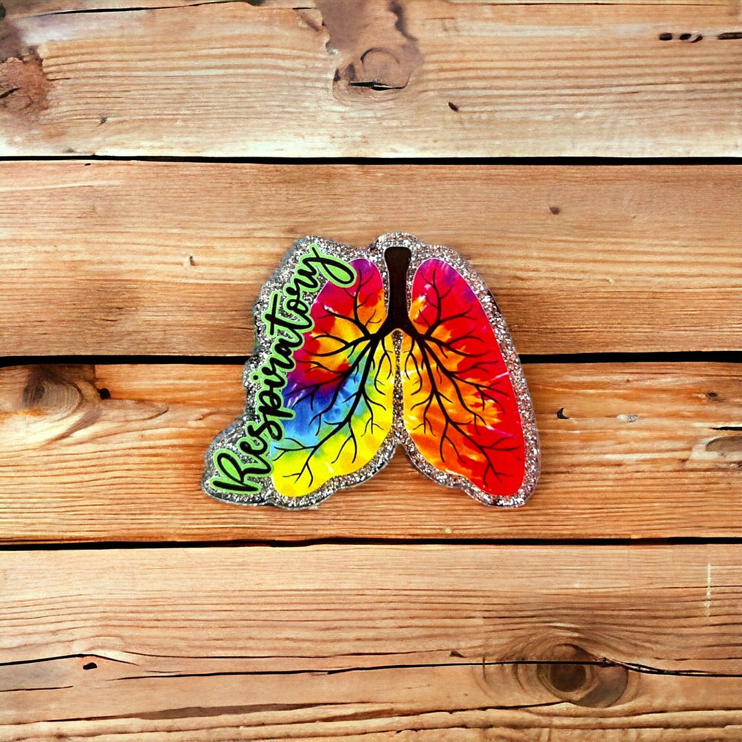 Tie Dye Respiratory Lungs Badge Reel, Respiratory Therapist, Nurse, ICU ...