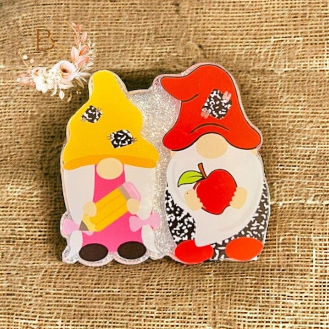 Teacher Gnome Badge Reel, Garden Gnome, Notebook Pencil, Summer School ...