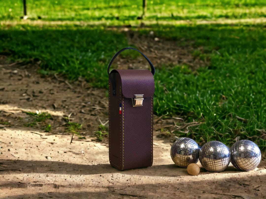 Brown Petanque Bag, Pouch for 3 Balls Personalized and Made in France ...