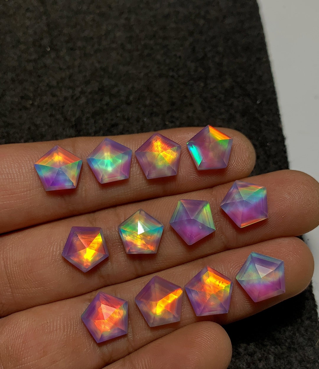 Aurora Opal and Crystal Doublet Step Cut Hexagon Shape High Quality ...