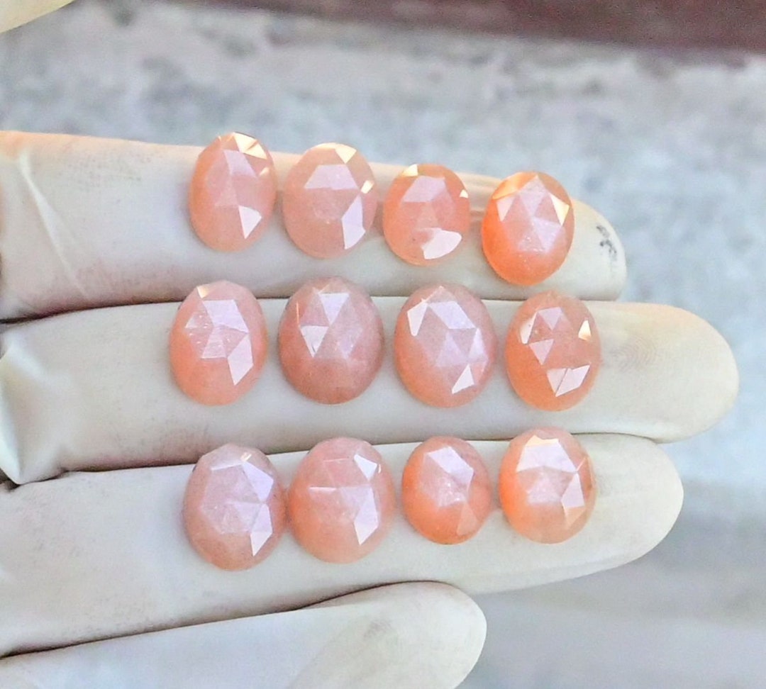 Pierre de lune pêche, pierre de lune naturelle, taille rose, forme ...