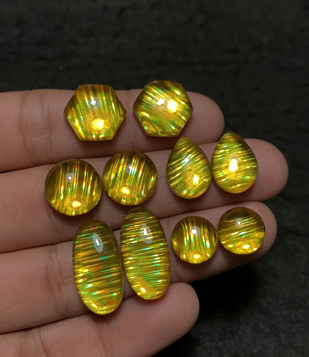 Rainbow Lattice Aurora Opal and Crystal Doublet Smooth Pair - Etsy