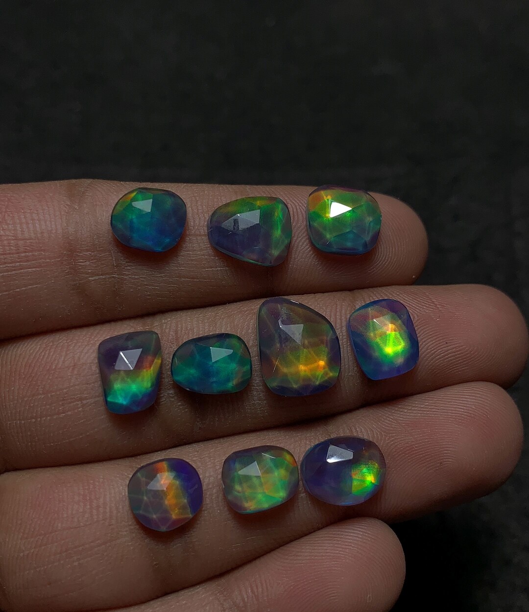 Beautiful Aurora Opal and Crystal Doublet Rose Cut Fancy Shape ...