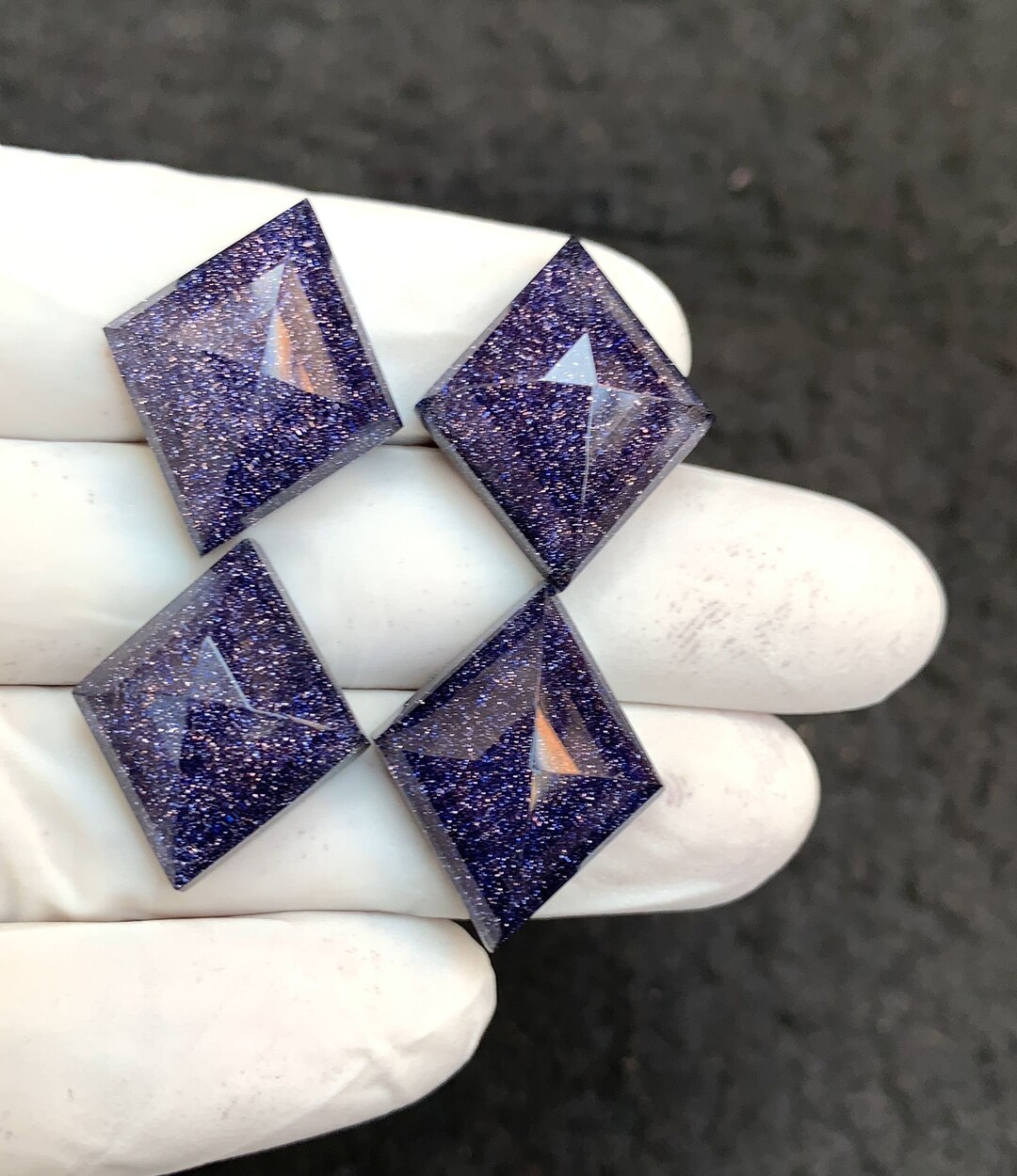 Beautiful Natural Blue Gold Stone and Crystal Doublet Step Cut - Etsy