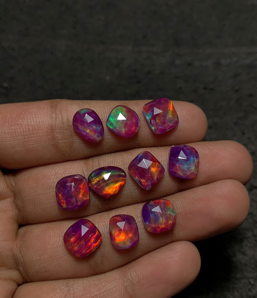 Beautiful Aurora Opal and Crystal Doublet Rose Cut Fancy Shape ...