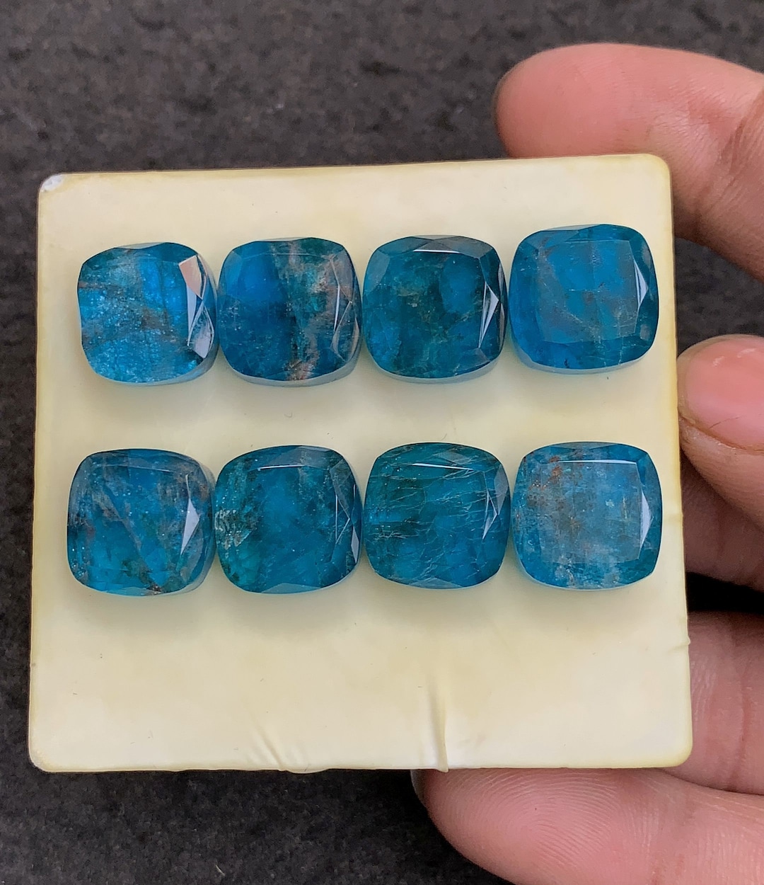 Amazing Natural Apatite and Crystal Doublet Step Cut Cushion Shape ...