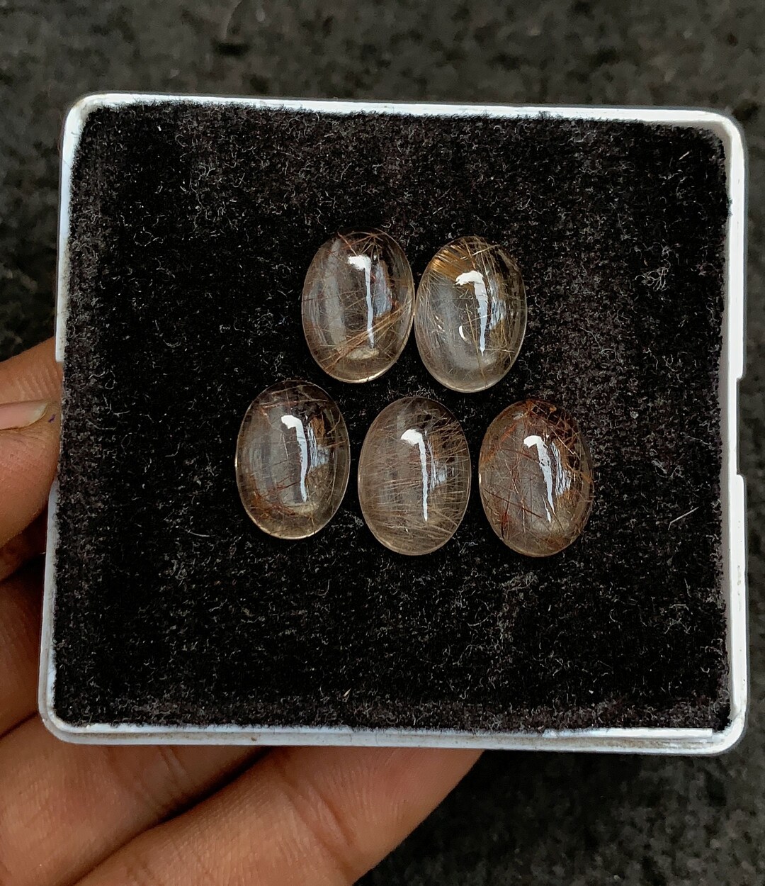 Natural Golden Rutilated Quartz Smooth Oval Shape Cabochons Gemstone ...