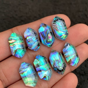 Natural Abalone Shell Pearl and Crystal Doublet Step Cut Hexagon Shape ...