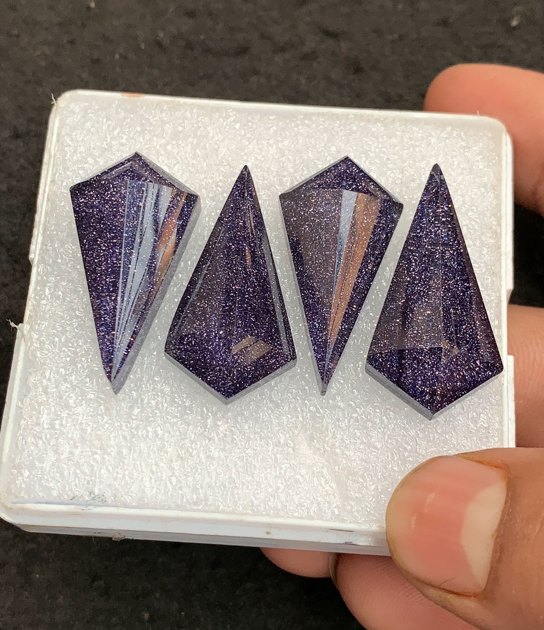 Beautiful Natural Blue Gold Stone and Crystal Doublet Step Cut Fancy ...