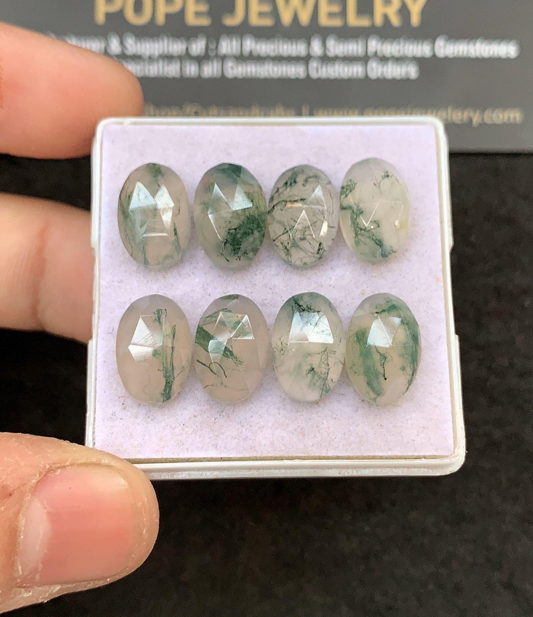 Natural Moss Agate Gemstone Rose Cut Oval Cabochon High Quality Loose ...