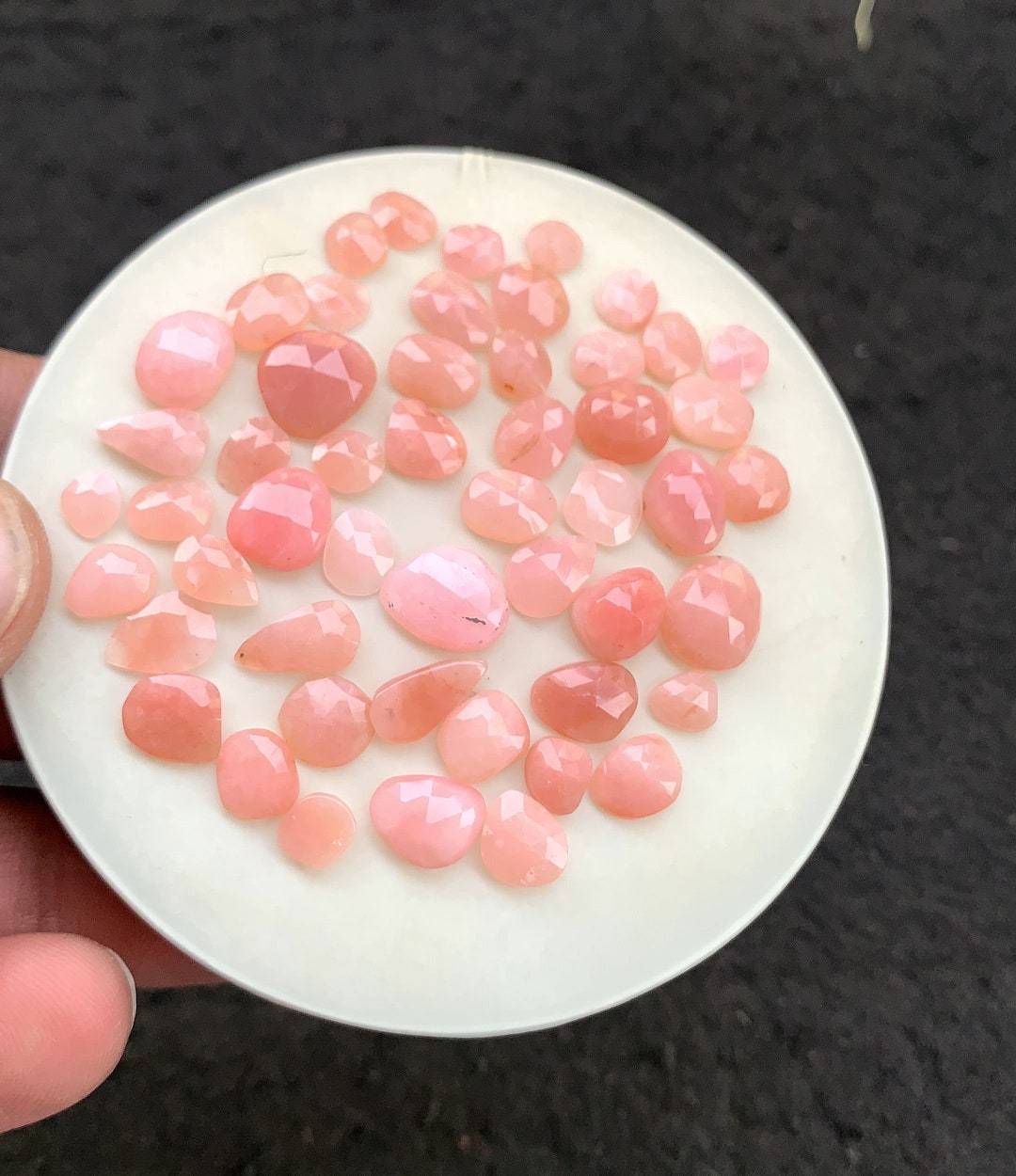 Peruvian Pink Opal Gemstone Natural Peruvian Pink Opal Rose Cut Fancy ...