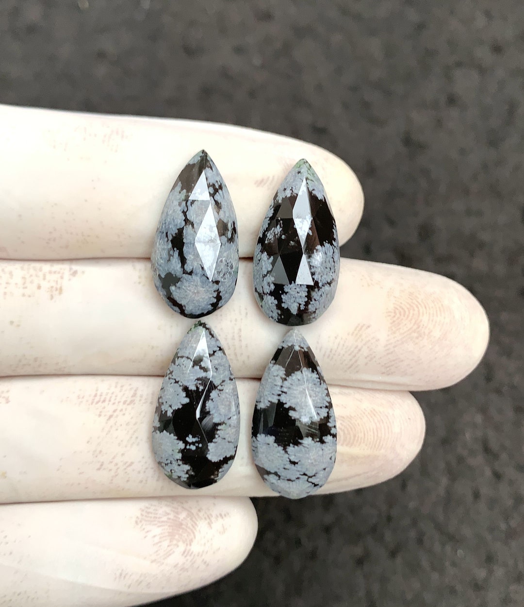 Snow Flake Obsidian Gemstone Natural Snow Flake Obsidian Rose Cut Pear ...