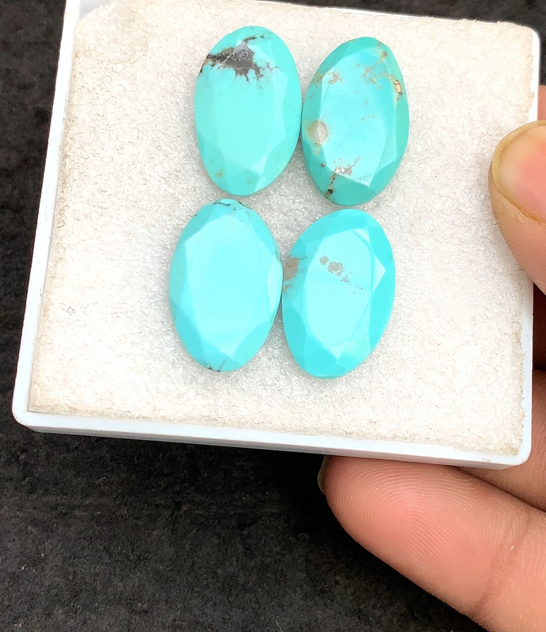 Turquoise Gemstone Natural Arizona Turquoise Both Side Adjust Cut Oval ...