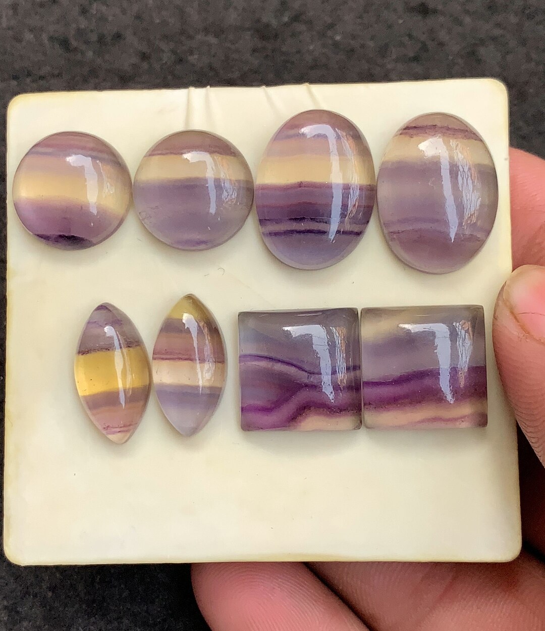 Fluorite Gemstone Natural Fluorite Smooth Pair Mix Shape Cabochons ...