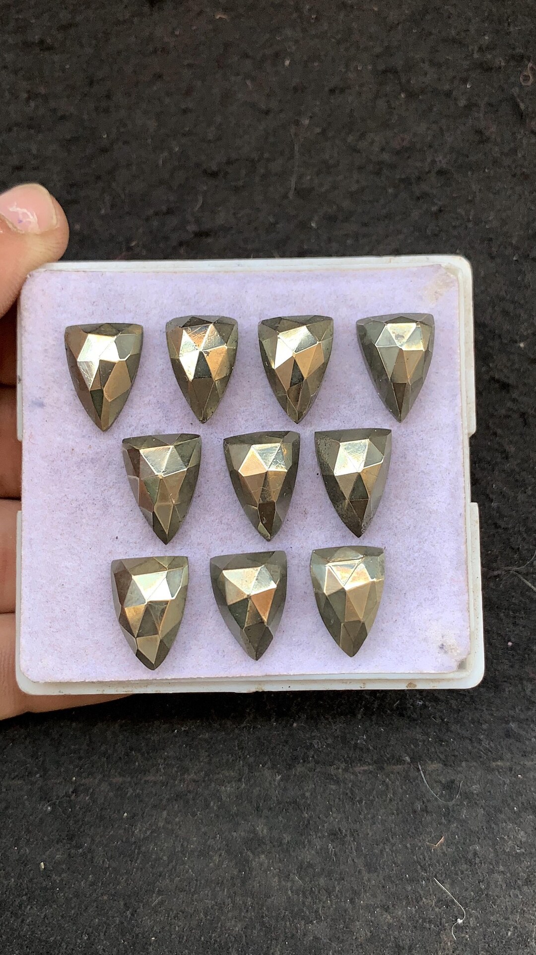 Natural Pyrite Rose Cut Trillion Shape Cabochons High Quality Loose ...