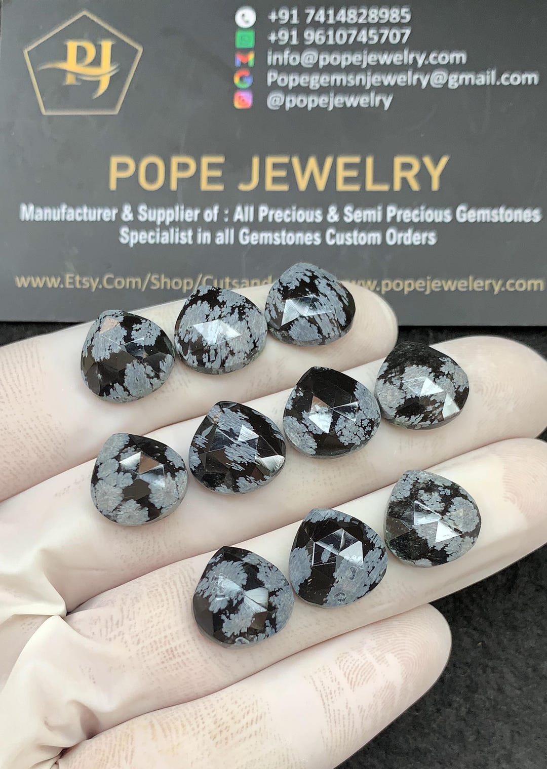 Snow Flack Obsidian Gemstone-snow Flack Obsidian Rose Cut Cabochon-snow ...