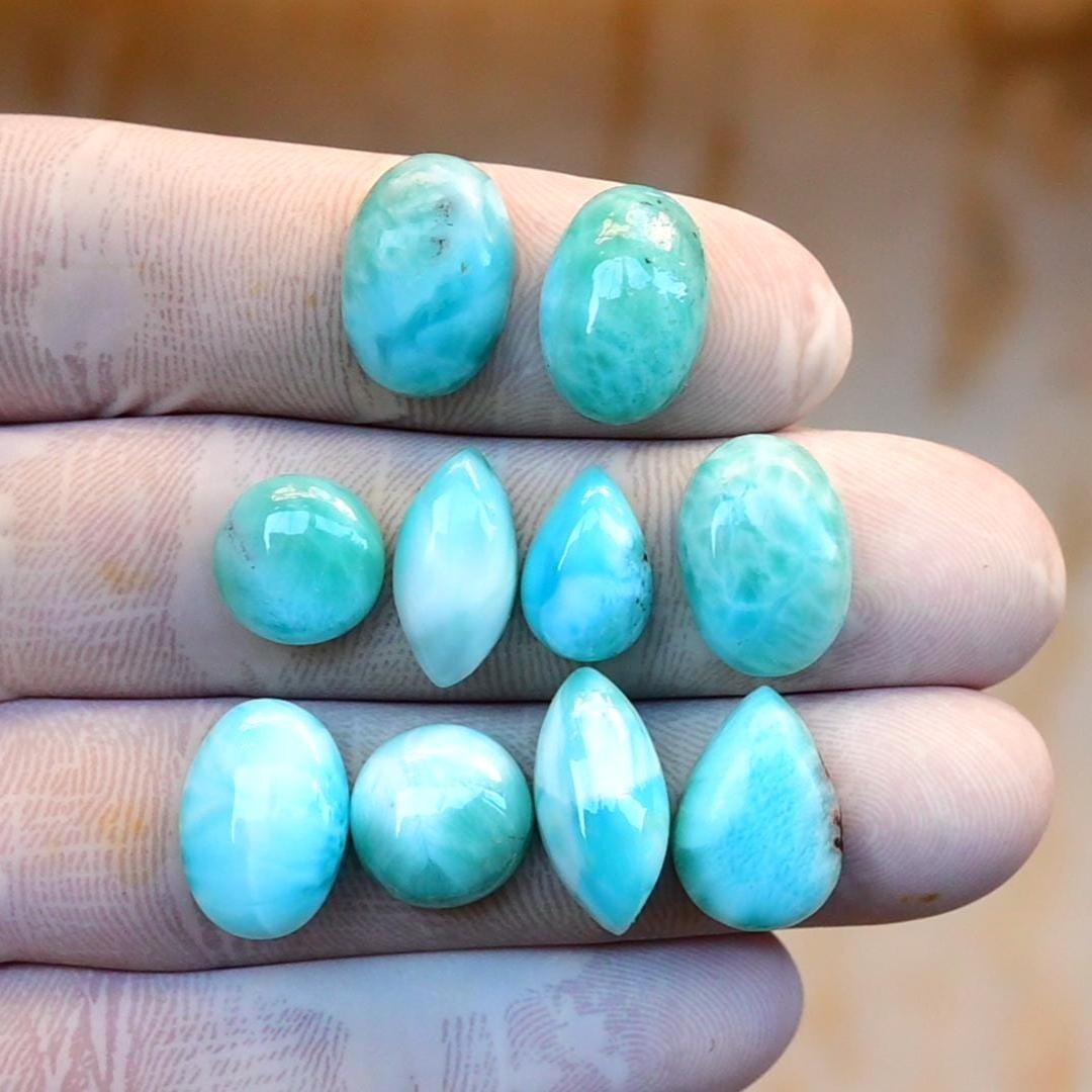 Natural Larimar Gemstone Smooth Mix Shape Larimar High Quality Gemstone ...