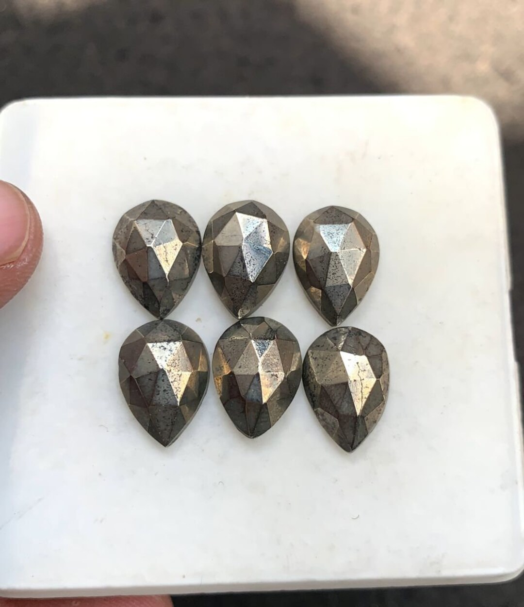 Natural Pyrite Rose Cut Pear Shape Cabochon High Quality Gemstone for ...