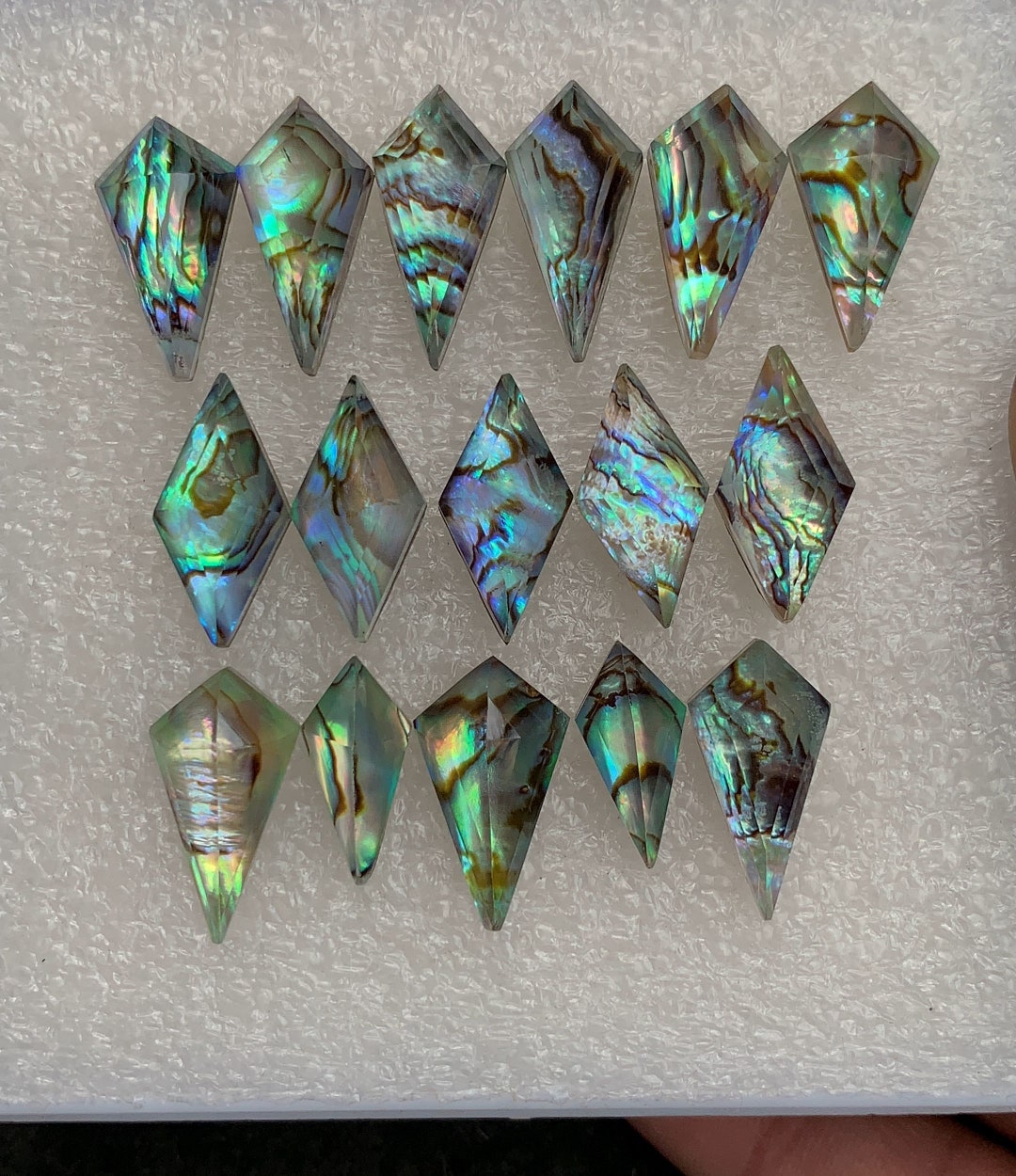 Natural Abalone Shell Pearl and Crystal Doublet Step Cut Fancy Shape ...