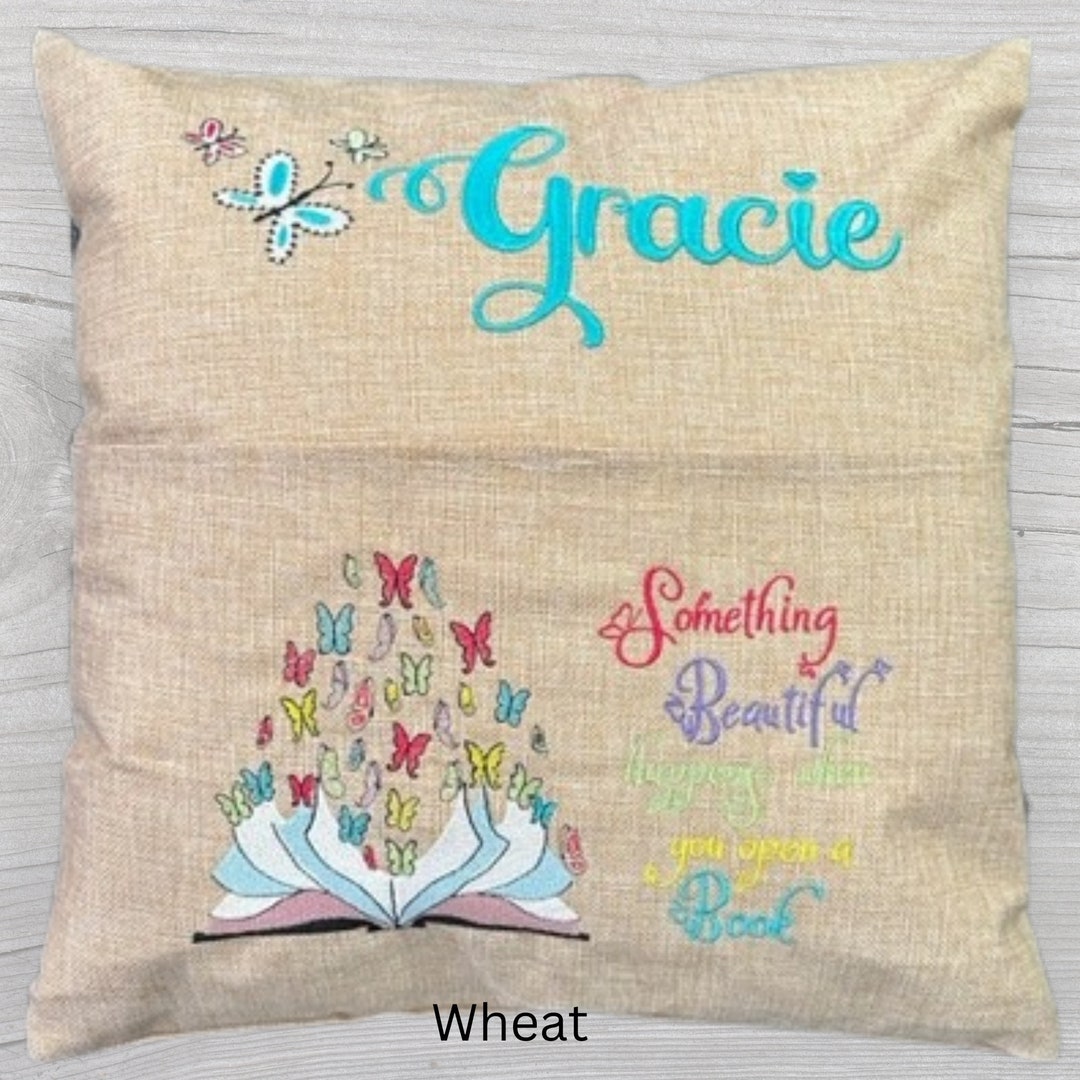 Pocket Pillow, Reading Pillow, Machine Embroidery Pillow, Girls Pocket ...