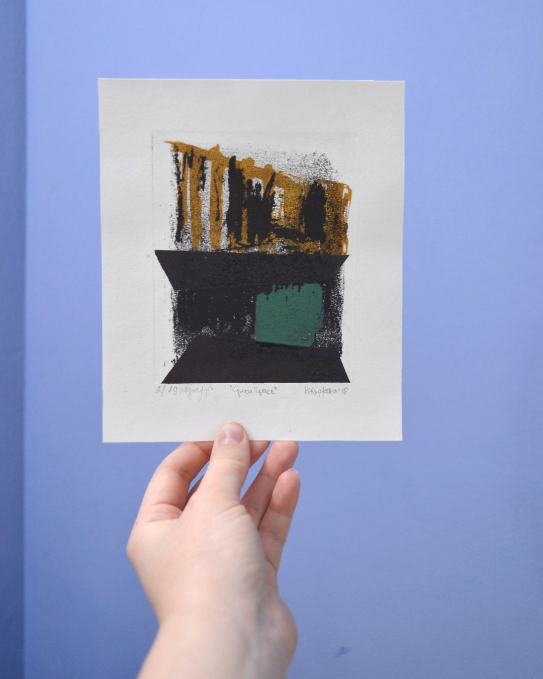 Hand Printed Printmaking Art Abstract Geometry Original Algraphy ...