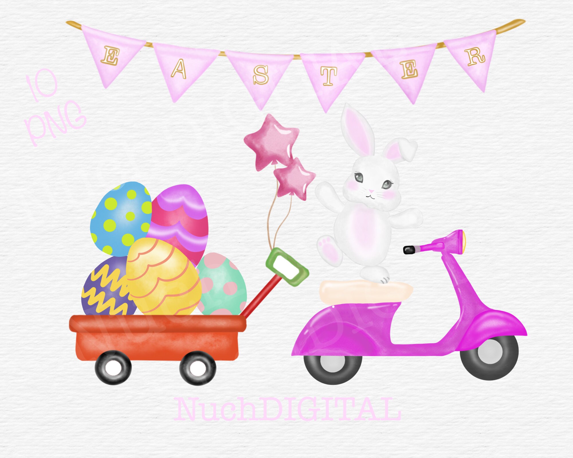 Easter Day Bunny Clipart Bundle, Hand-drawn Watercolor Vintage ...