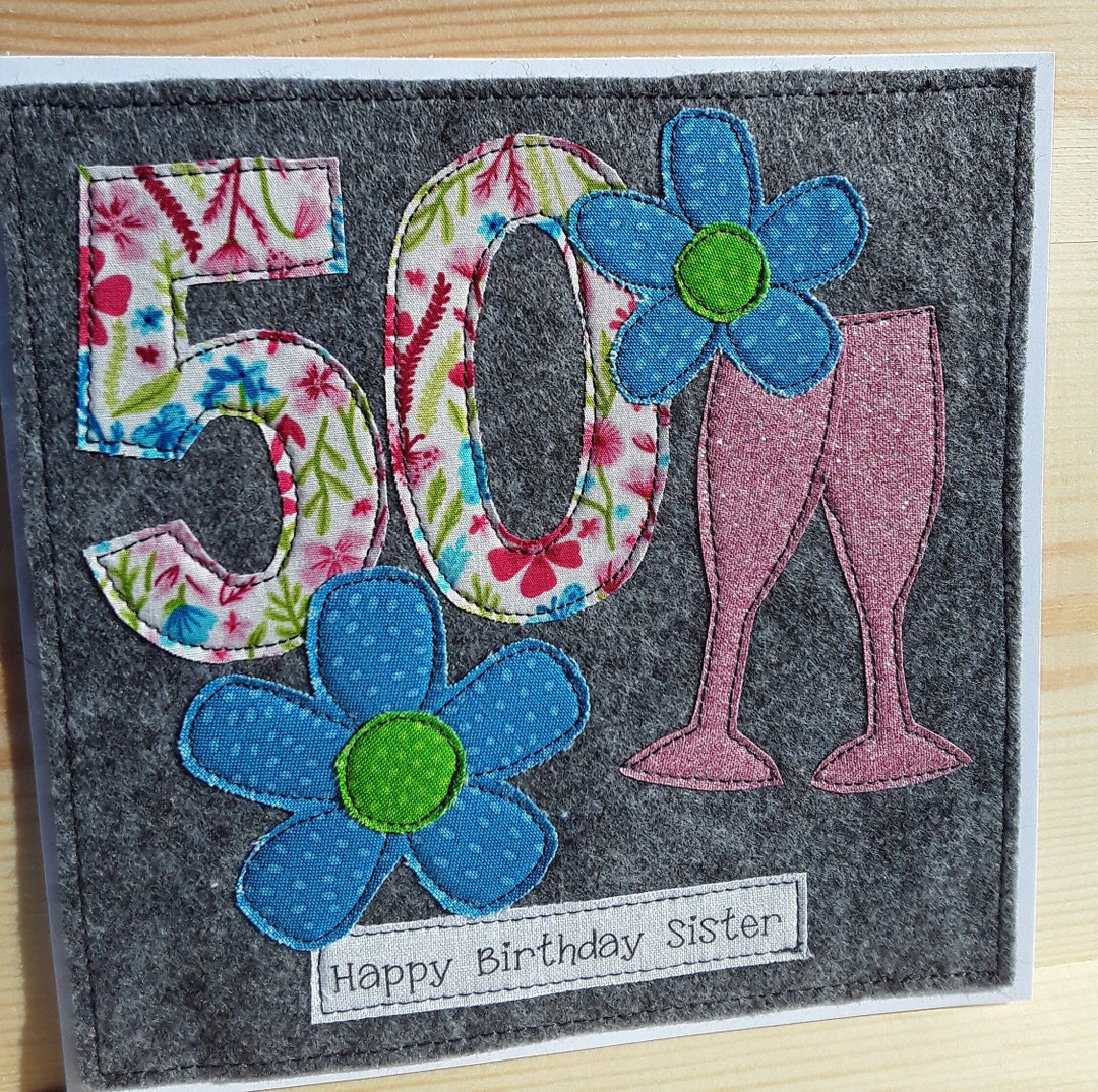 Handmade Personalised 50th Birthday Card - Female Birthday - Floral ...