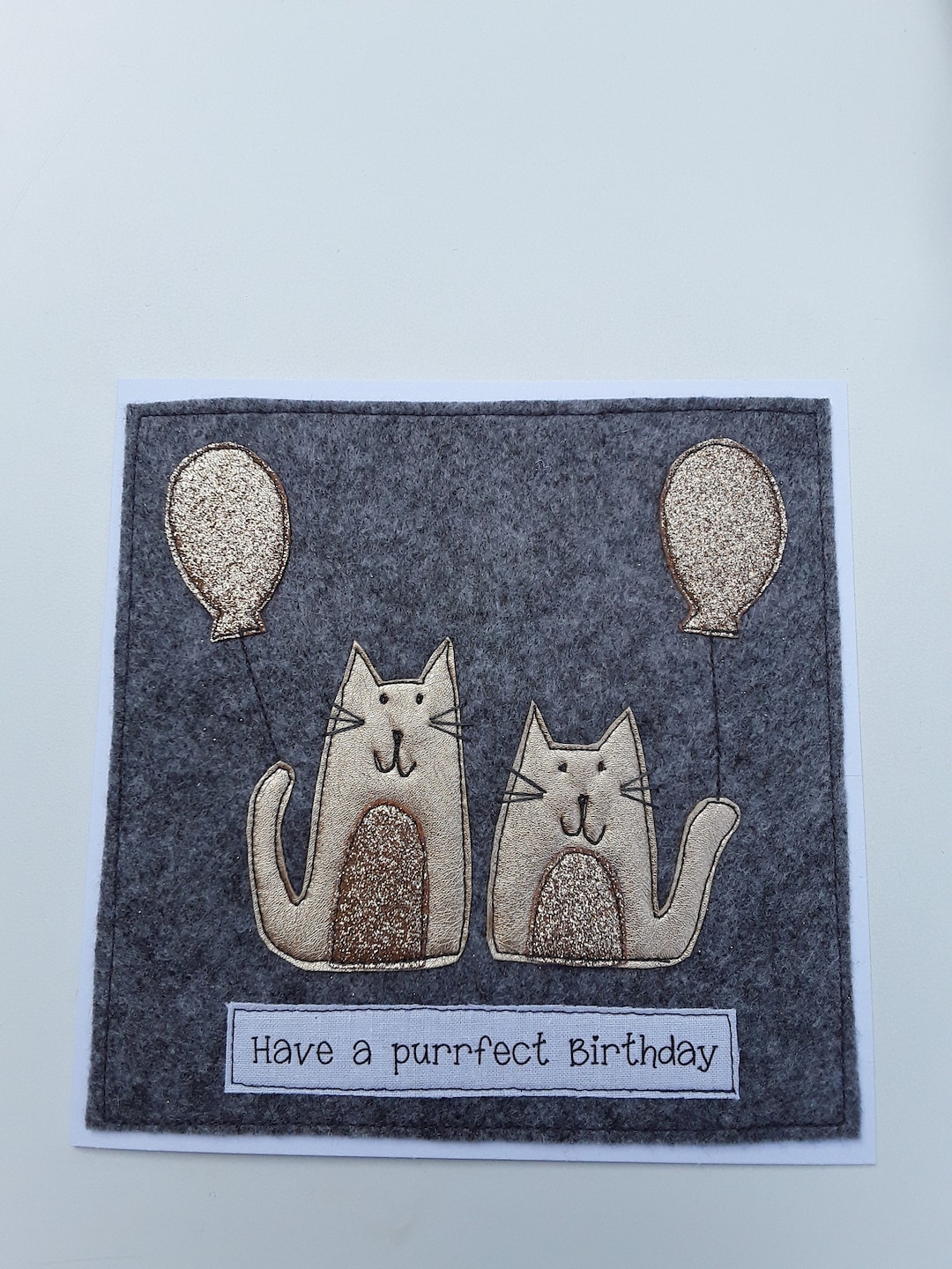 Handmade Cat Birthday Card – Textile Art, Cat Lover Gift - Etsy