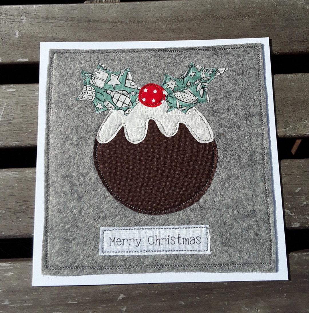 Handmade Christmas Pudding Card – Liberty Fabric, Stitched Felt - Etsy