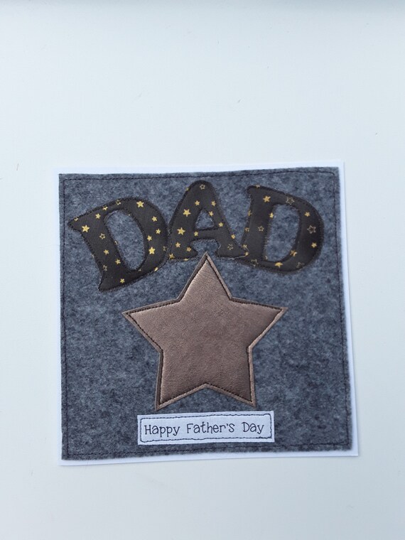 Father's Day Card for Dad Fabric Card Machine Stitched - Etsy