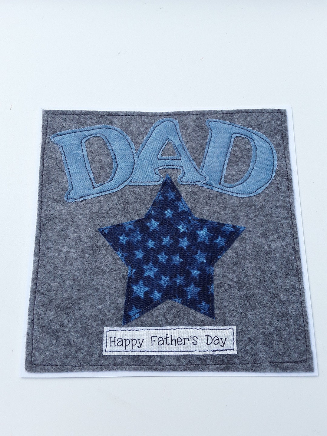 Father's Day Card for Dad Fabric Card Machine Stitched - Etsy