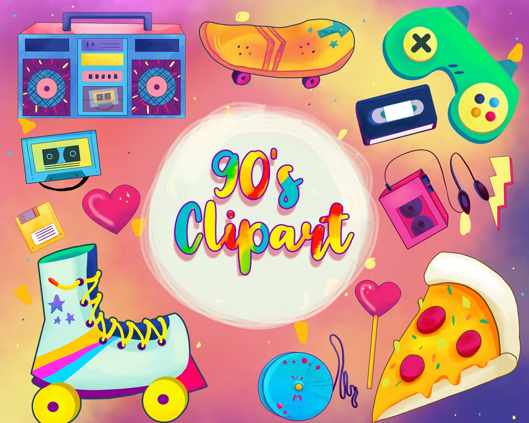 90s Clipart 14 Nostalgia PNG files Roller Skate, Video game, Casette ...