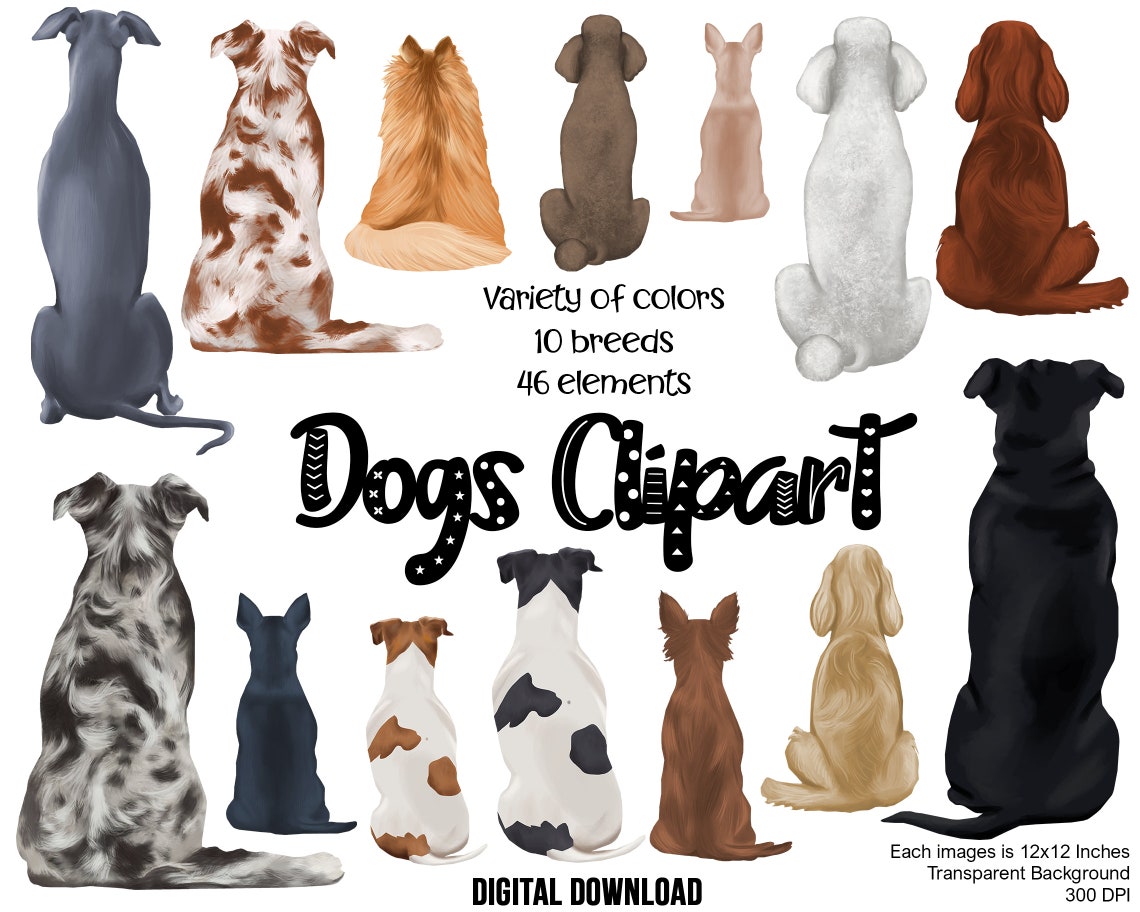 Dog Best Friend Clipart PNG Files 10 Dog Breeds Suitable - Etsy