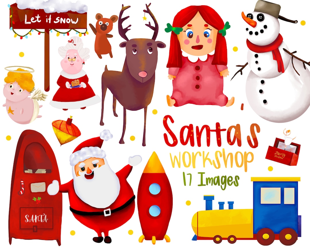 Buy Santas Workshop Clipart Set Clipart Bundle Digital Online in India ...