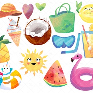 Cute Summer Clipart 14 PNG Files Seasonal Clipart, Watercolor Instant ...