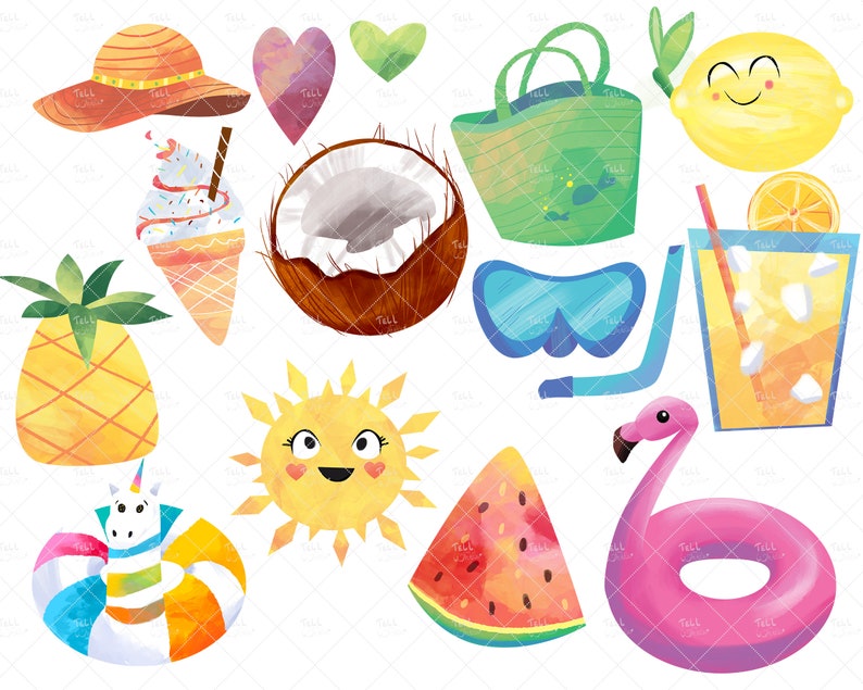Cute Summer Clipart 14 PNG Files Seasonal Clipart - Etsy