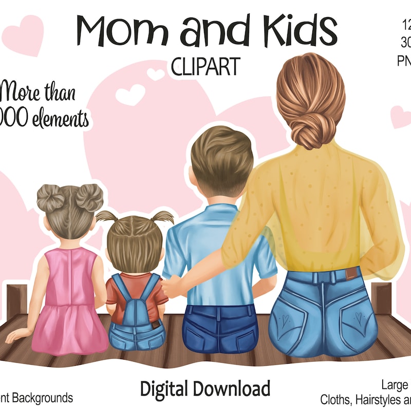 I Love Mom Clipart - Etsy