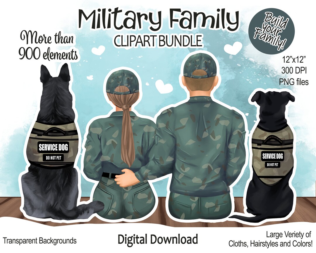 Military Family Clipart PNG files Military Jackets, Service Dog Vest ...