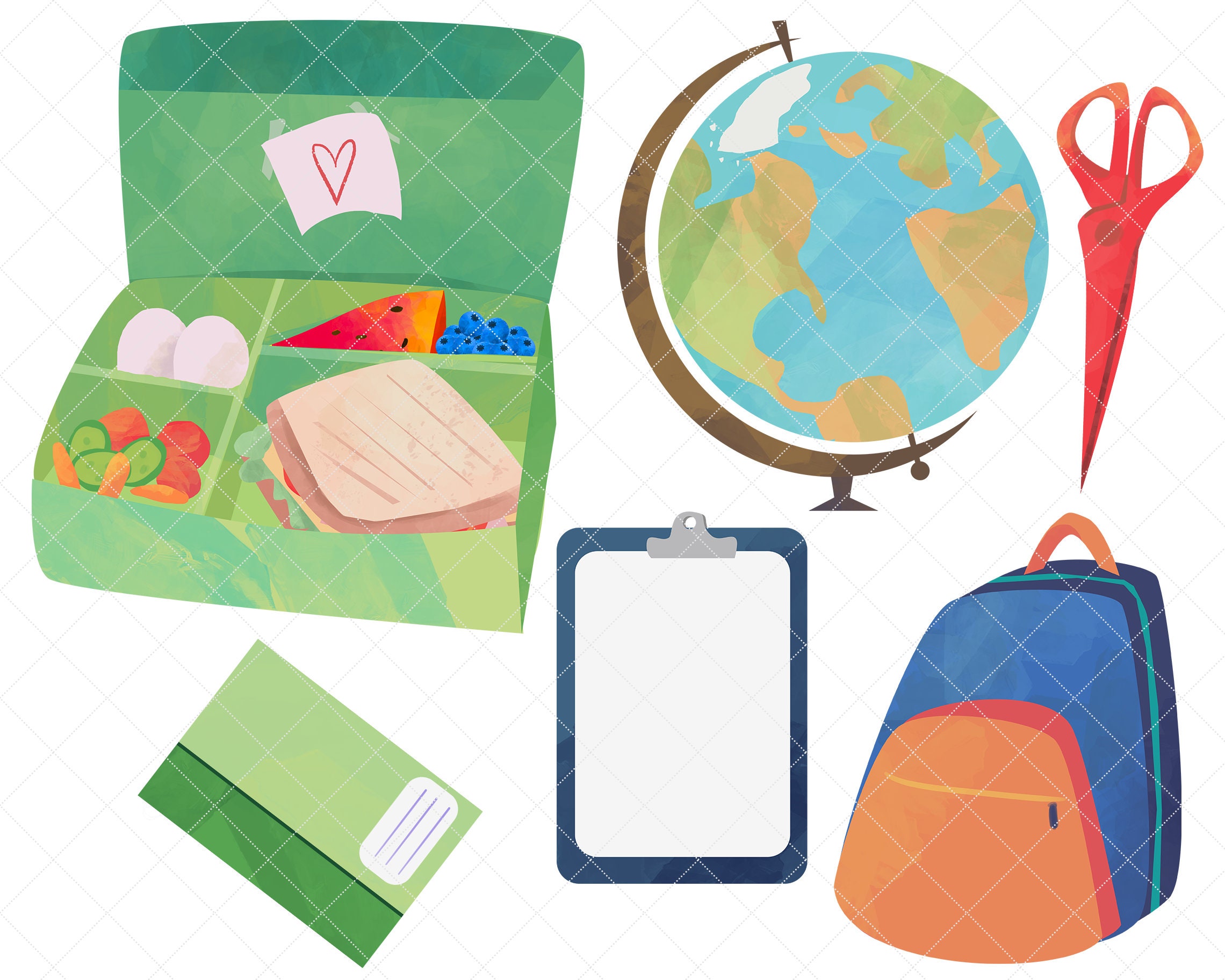 Back to School Clipart 56 PNG Files Cute School Supplies - Etsy