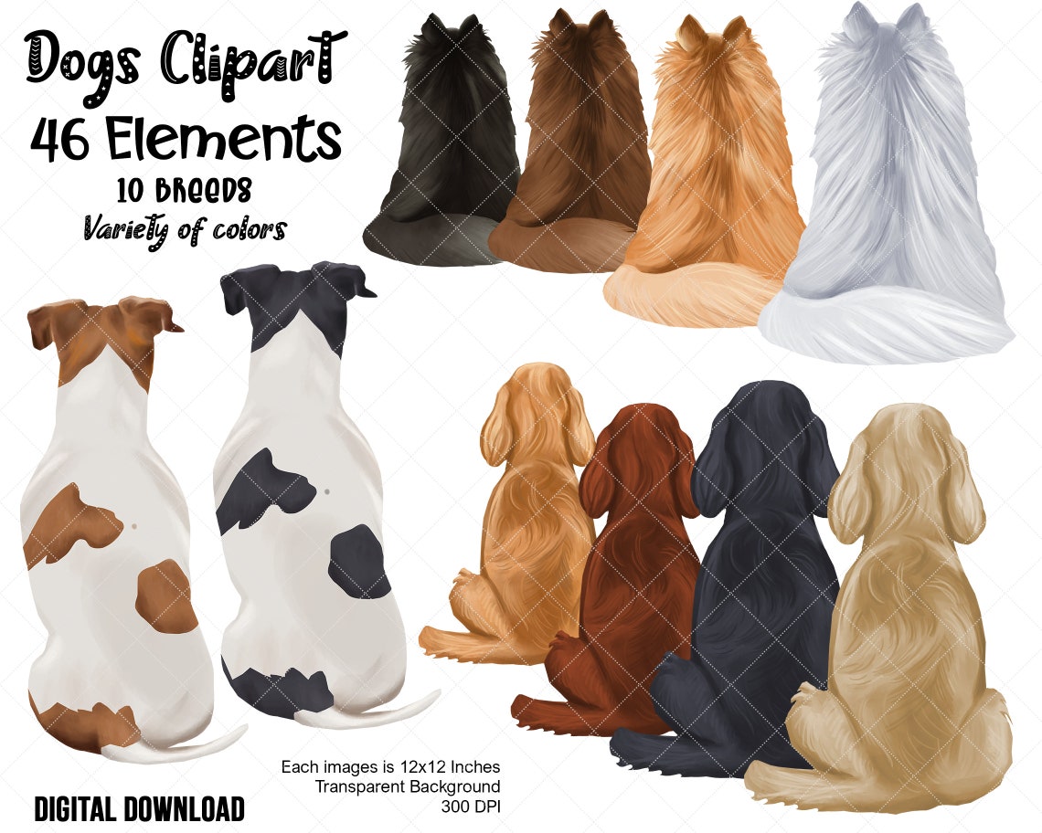 Dog Best Friend Clipart PNG Files 10 Dog Breeds Suitable - Etsy