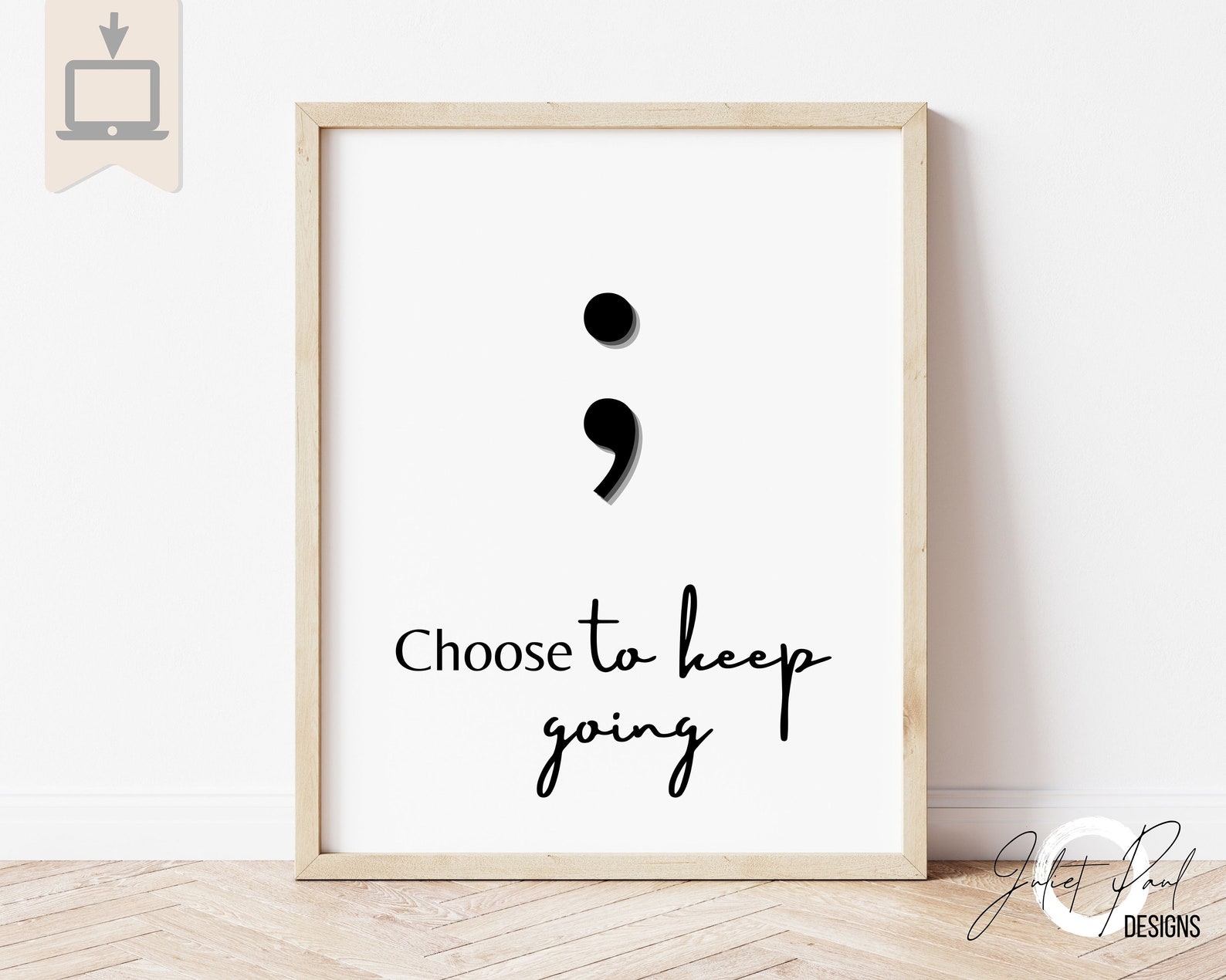 Printable Wall Art Quote Semicolon Wall Art Inspirational - Etsy
