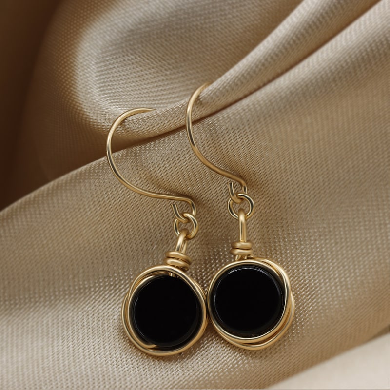 Black Onyx Earring Dainty - Etsy