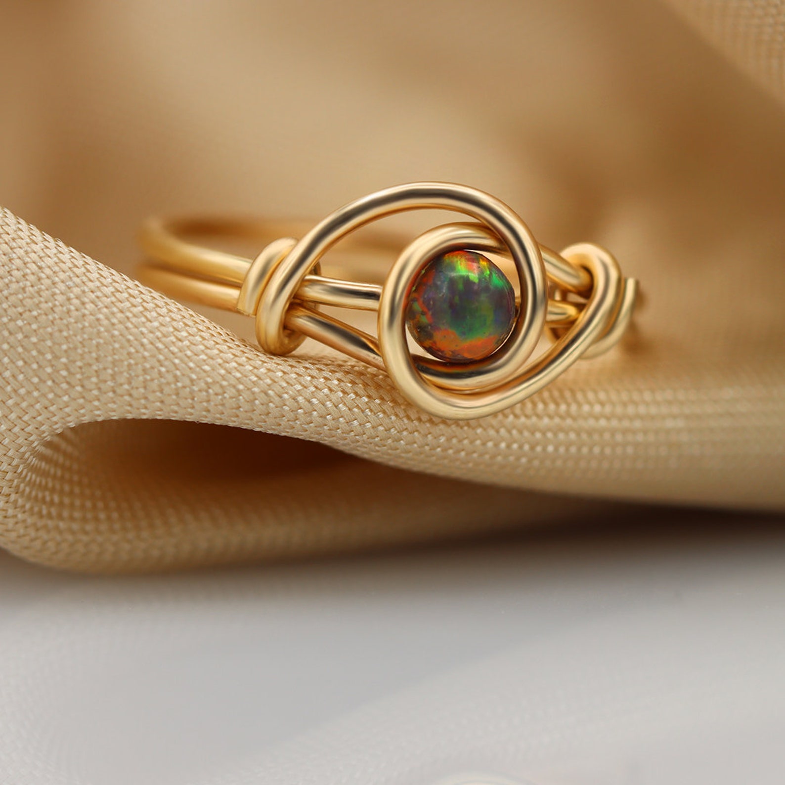 Colorful Opal Knot Ring Multi Color Ring Rainbow Ring - Etsy